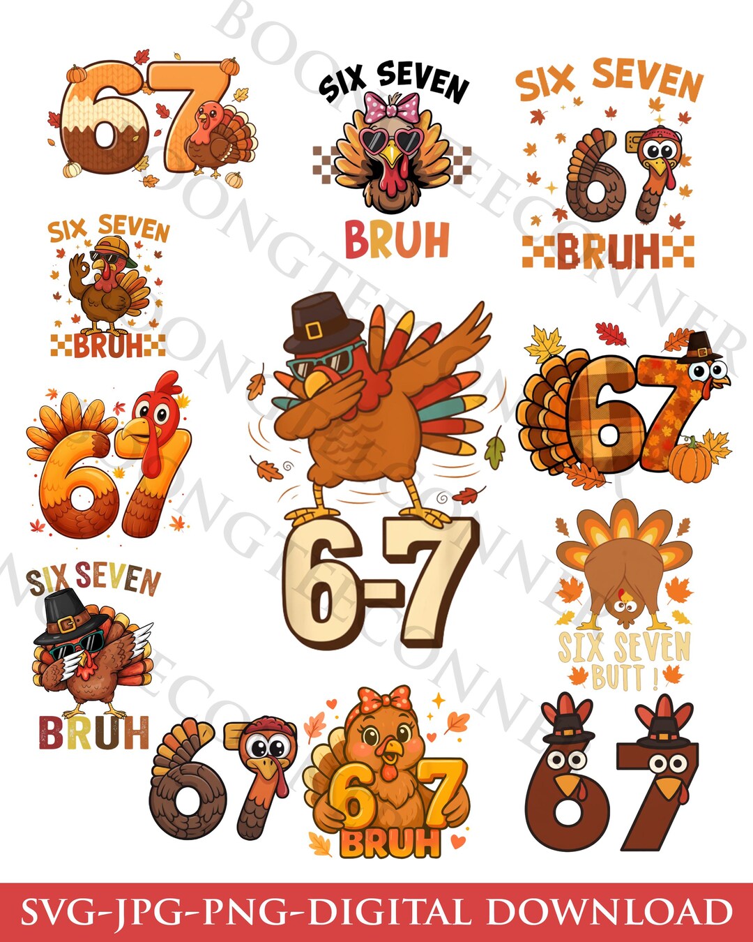 Six Seven Fall PNG, 67 Thanksgiving Svg, Thanksgiving 6 7 Meme Png, Six ...