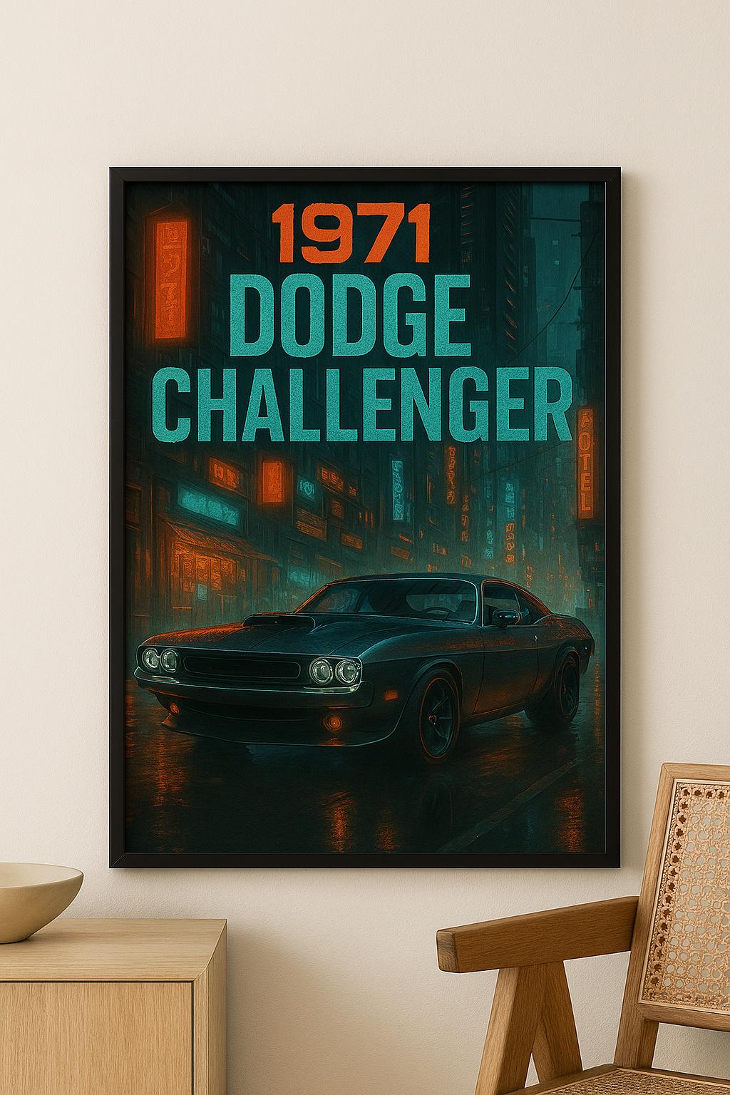 Cyberpunk 1971 Dodge Challenger Poster – Retro Muscle Car Art Print ...