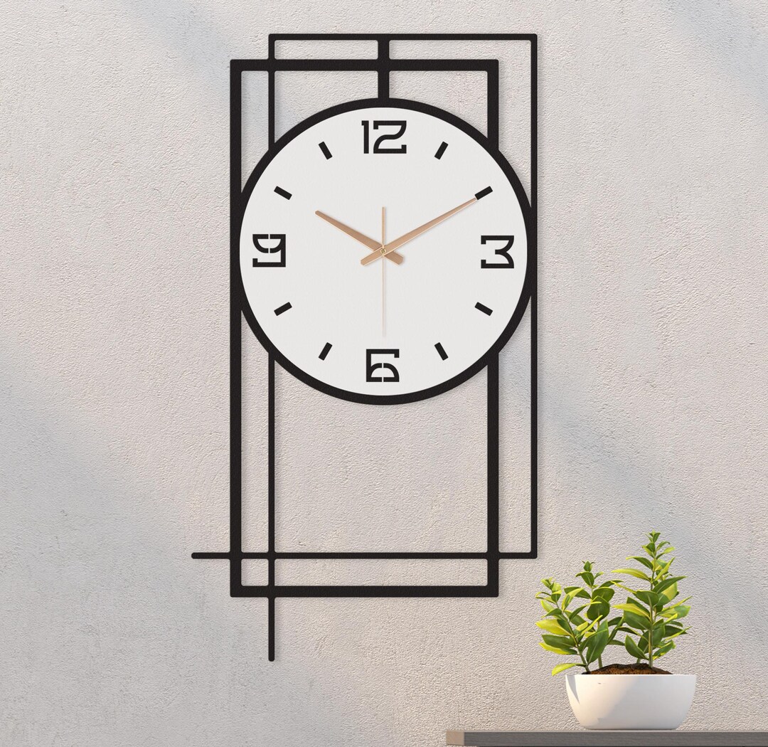 Large Wall Clock Classic With Numbers, Mid Century Modern Wall Clock ...