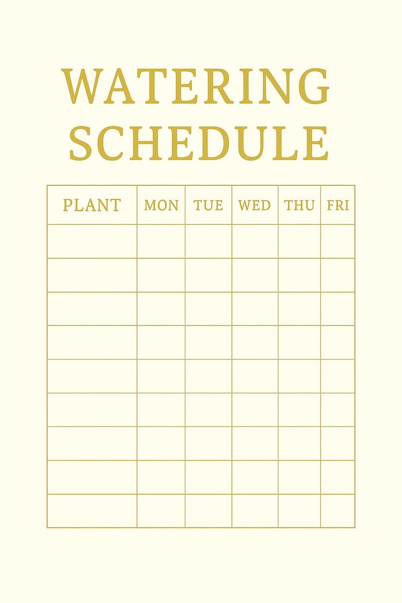 Plant Care Printable – Watering Schedule Template – Indoor Plant ...