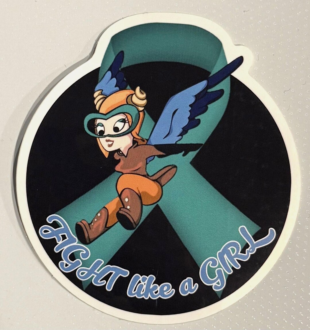 Fight Like a Girl Fifi Sticker (teal Ribbon) - Etsy