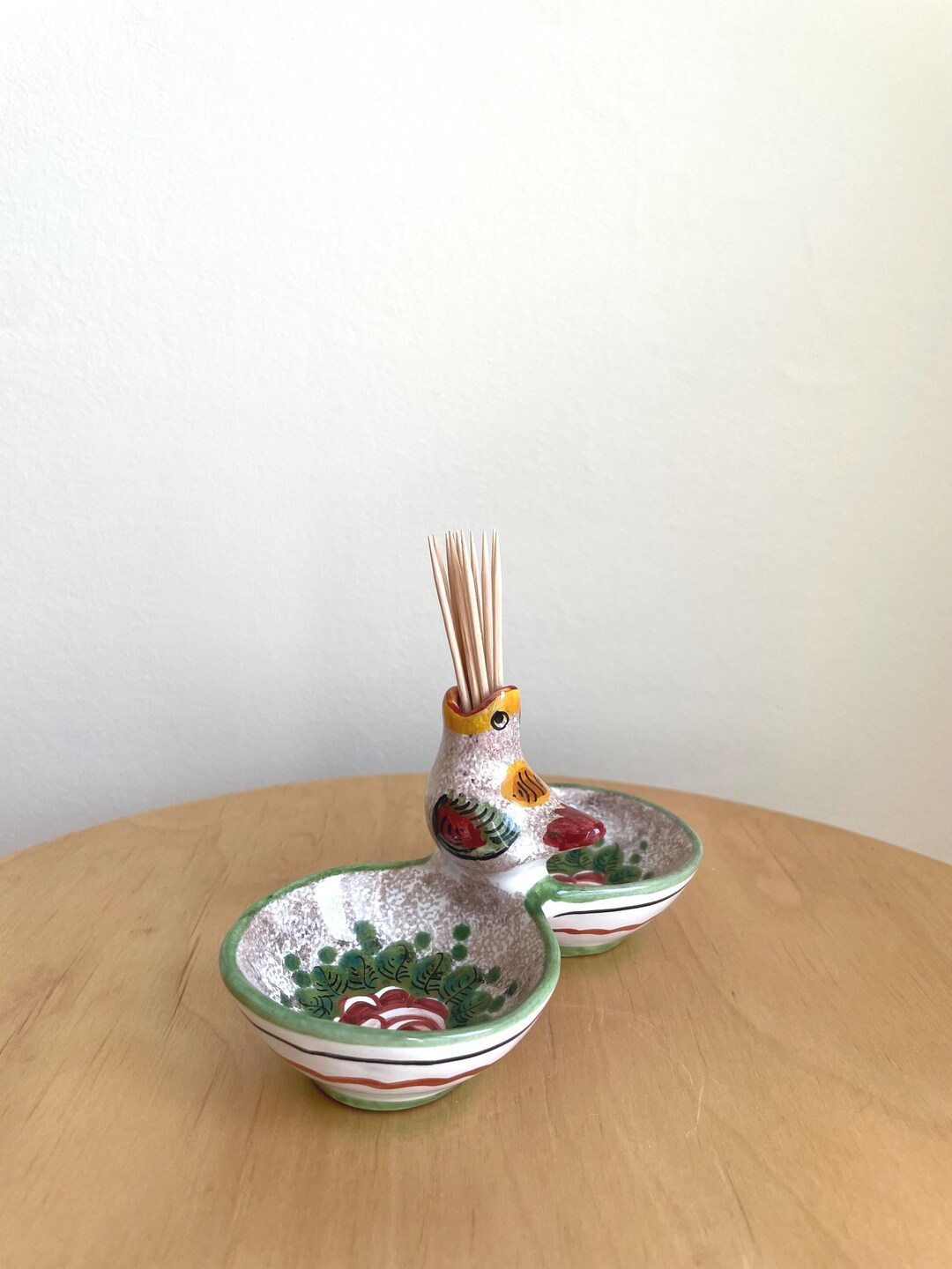 Mari Deruta Italian Ceramic Toothpick Bird Salt and Pepper Holder ...