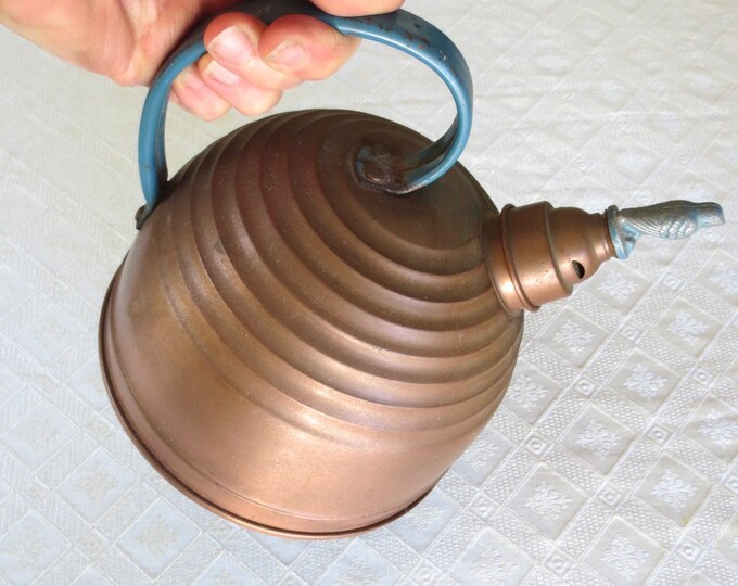 Vintage Copper Beehive Tea Kettle With Bird Whistler Falcon Hawk ...