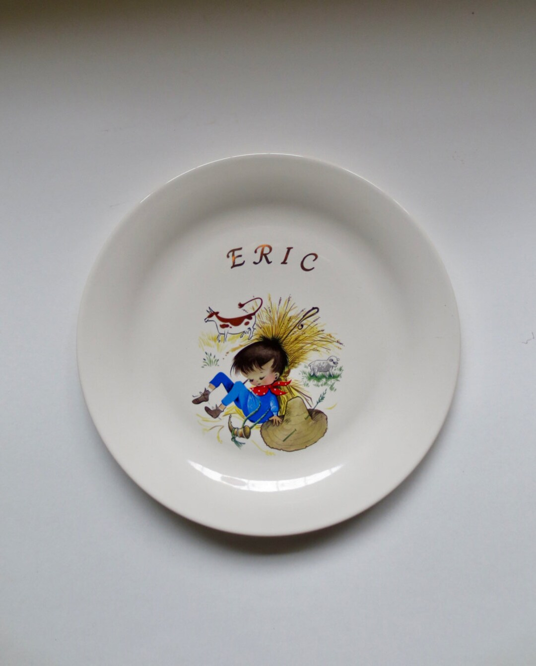 Vintage ERIC Ceramic Collectors Plate Little Boy Blue Childrens Dinner ...