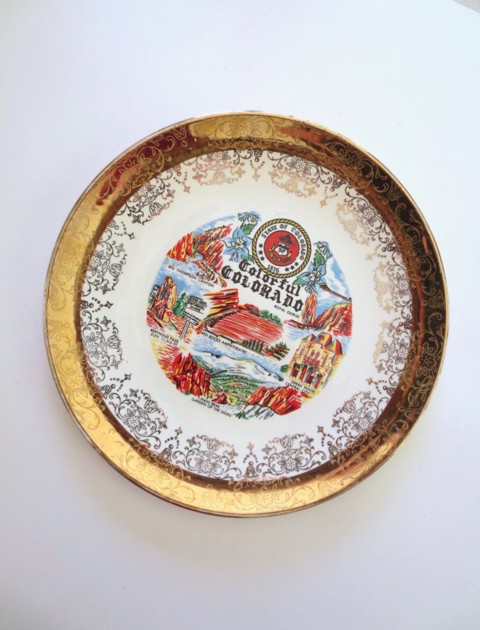 1950s Colorado Souvenir Plate / Royal Gorge / Pikes Peak - Etsy