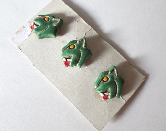 Vintage Jaguar Ceramic Buttons by Samoth Ceramics 1950s Green Jaguars ...