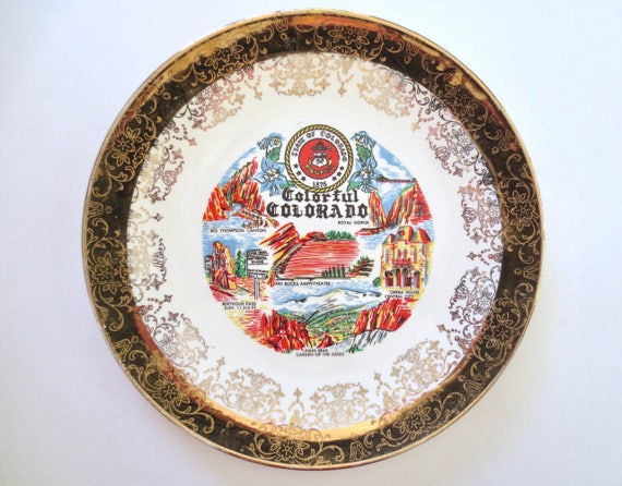 1950s Colorado Souvenir Plate / Royal Gorge / Pikes Peak - Etsy