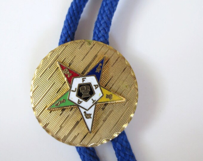 Vintage Order of the Eastern Star Bolo Tie Masonic Bolo OES Blue Bolo ...