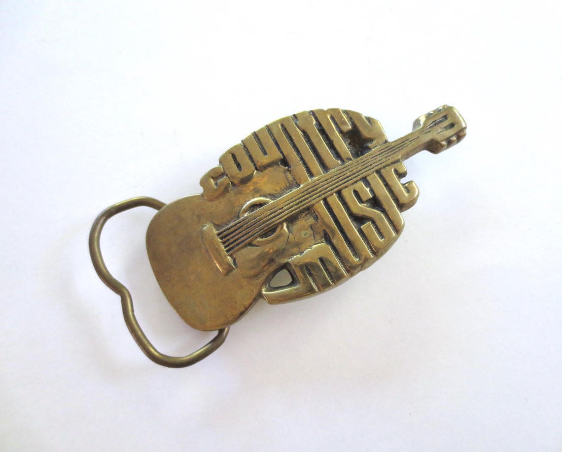Country Music Solid Brass Belt Buckle Western Swing Guitar | Etsy