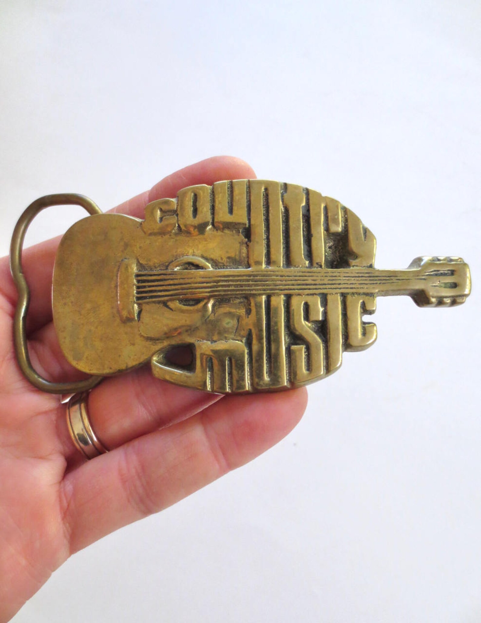Country Music Solid Brass Belt Buckle Western Swing Guitar | Etsy