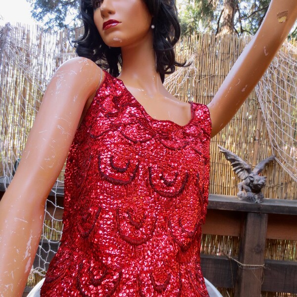Red Sequin Top - Buy Online - Etsy