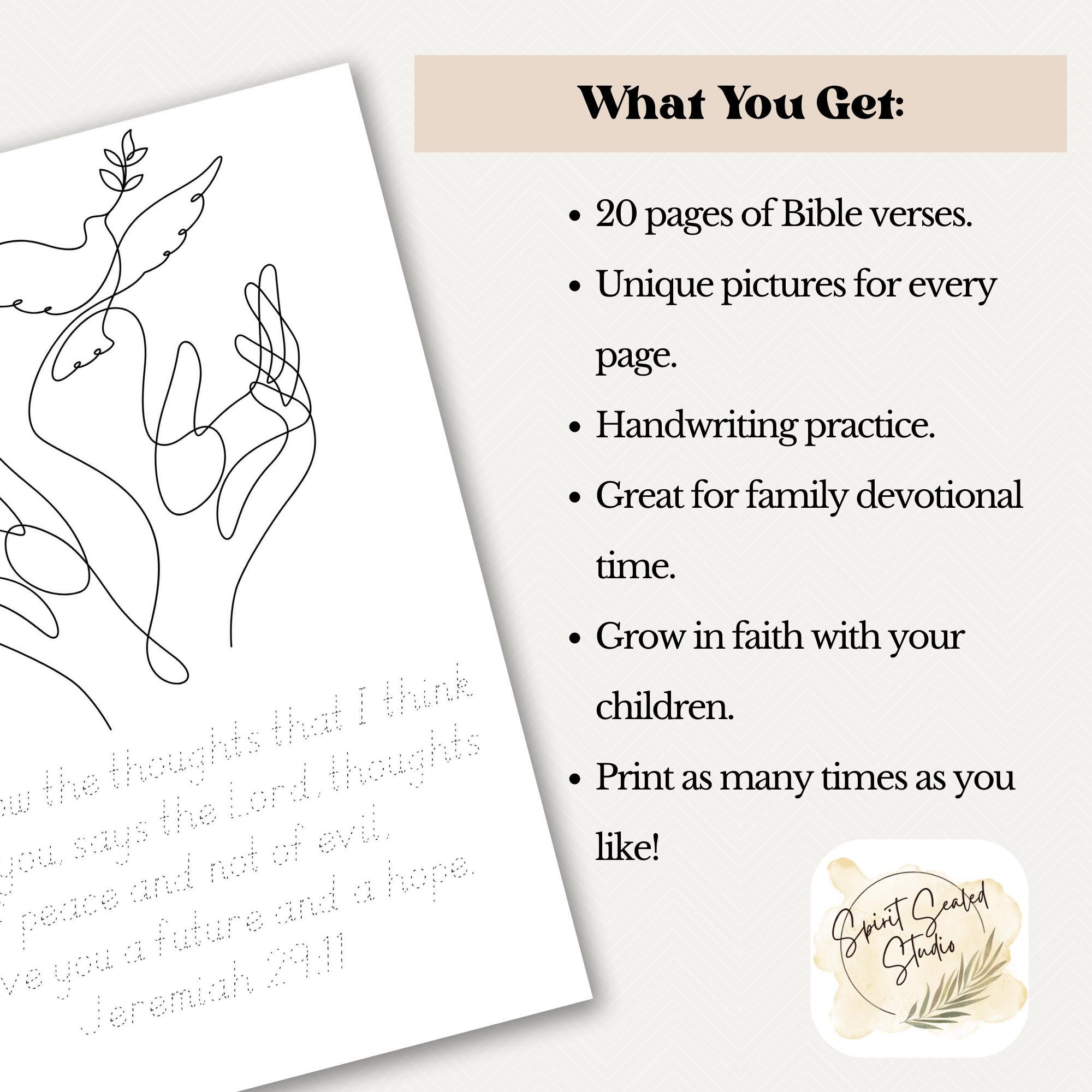 Cursive Scripture Tracing Workbook: Christian Handwriting Practice (PDF ...