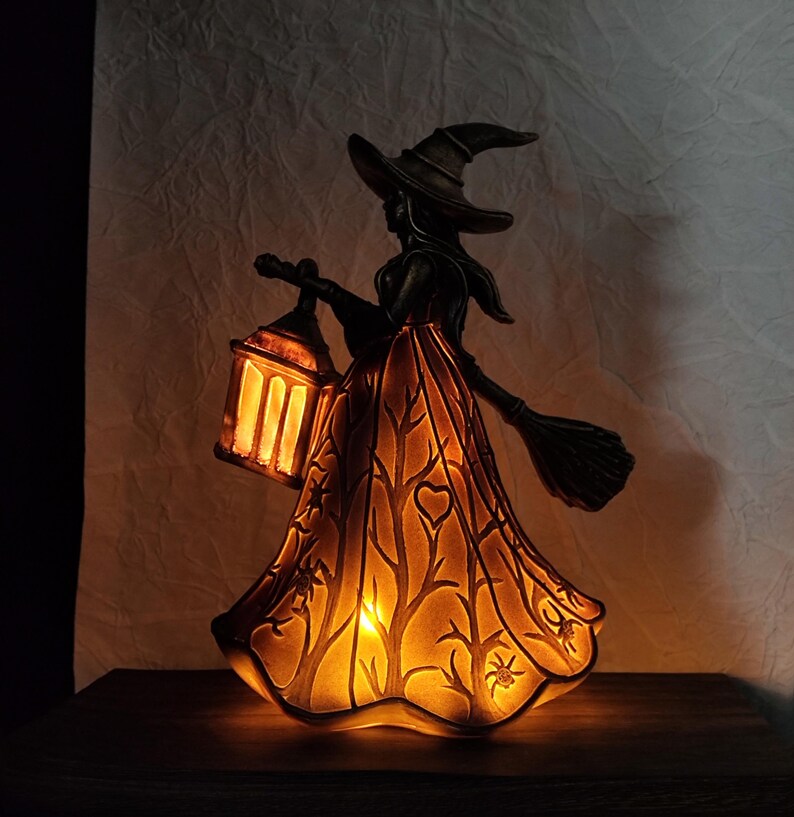 Gothic Witch Lamp: Halloween Tabletop Decor With Warm LED Light - Etsy ...