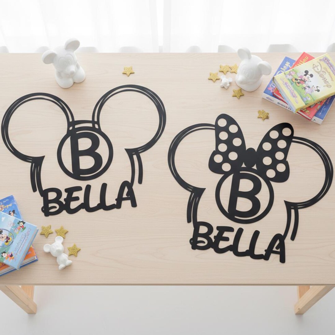 Bow Ear Personalized Initial Sign,mouse Ear Custom Name Metal Art ...