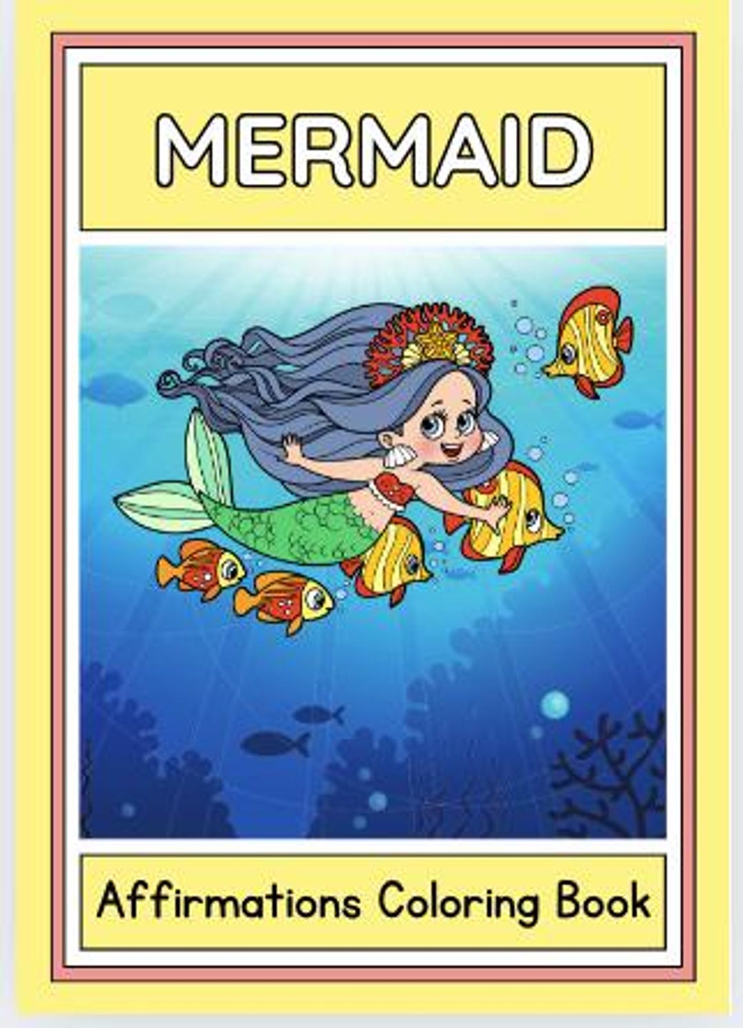 Mermaid Affirmations SEL Coloring Booklet Grayscale Lined Illustrations ...