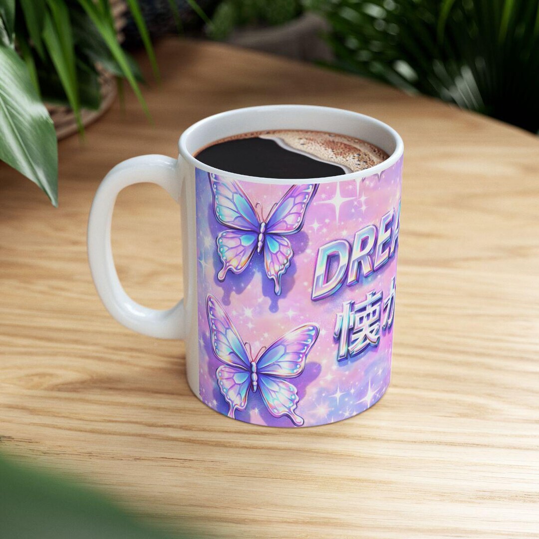 Y2K Heisei Retro Nostalgia Mug, Butterfly Dreamer Coffee Cup, 2000s ...