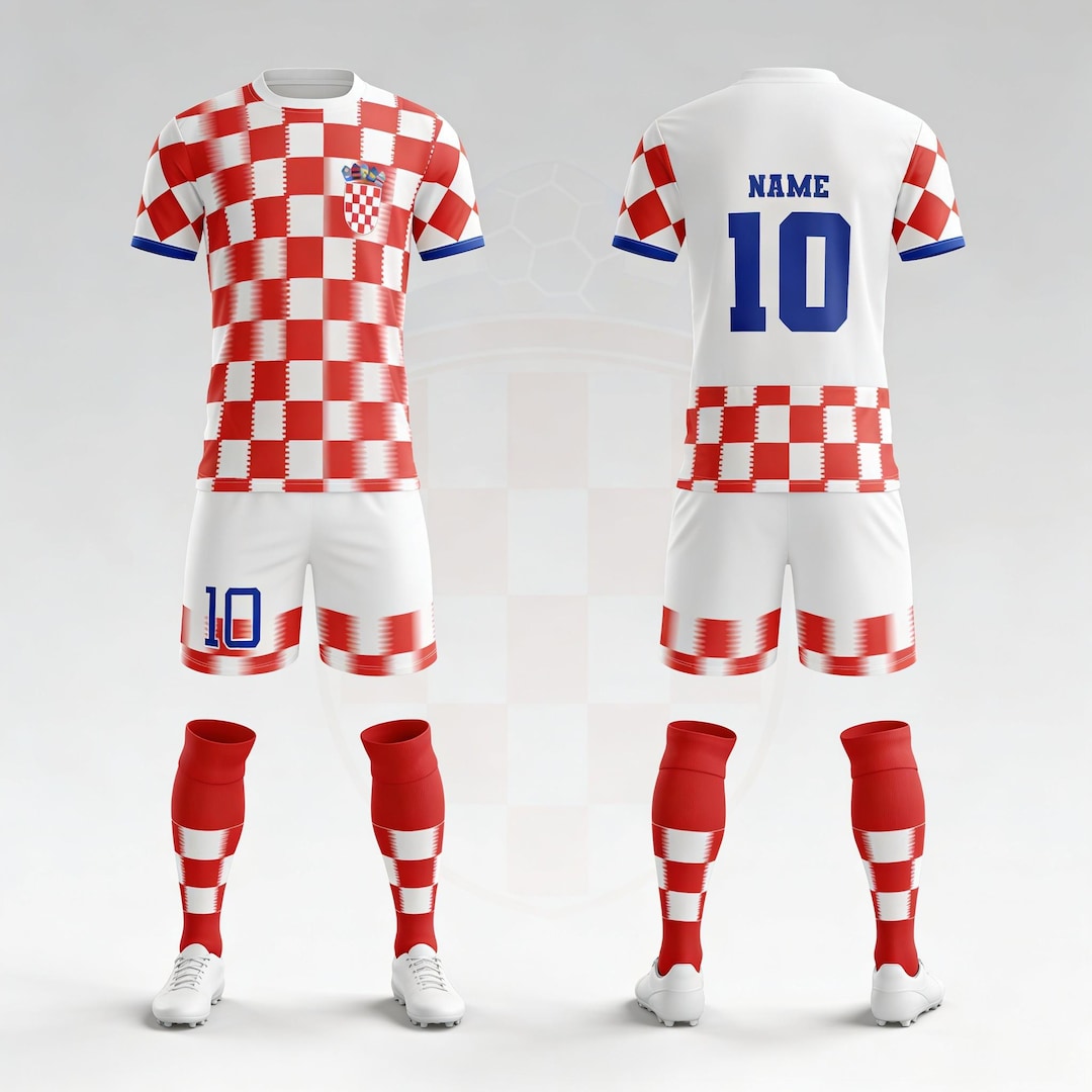 Custom Croatia Soccer Jersey Set, Red White Checkered Football Gift - Etsy