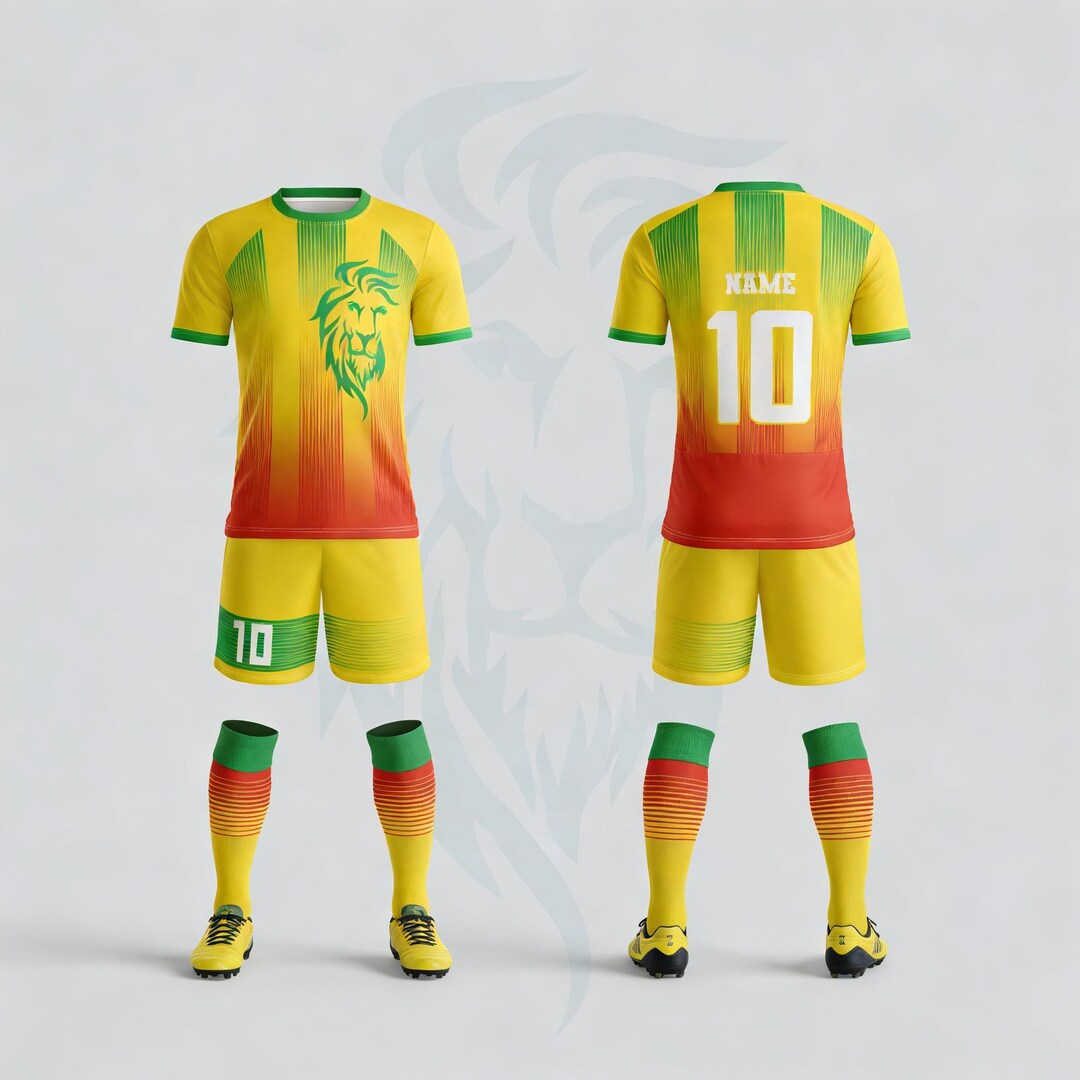 Custom Senegal Soccer Jersey Name Number, Gradient Lion Soccer Shirt ...