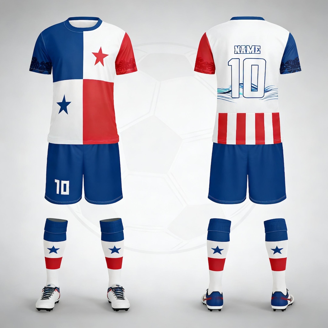 Panama Soccer Uniform Custom Name, Central America Soccer Jersey Set ...