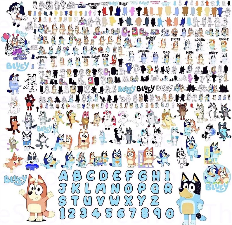 Bluey SVG PNG Mega Bundle, 1400+ Bluey Family Clipart for Cricut ...