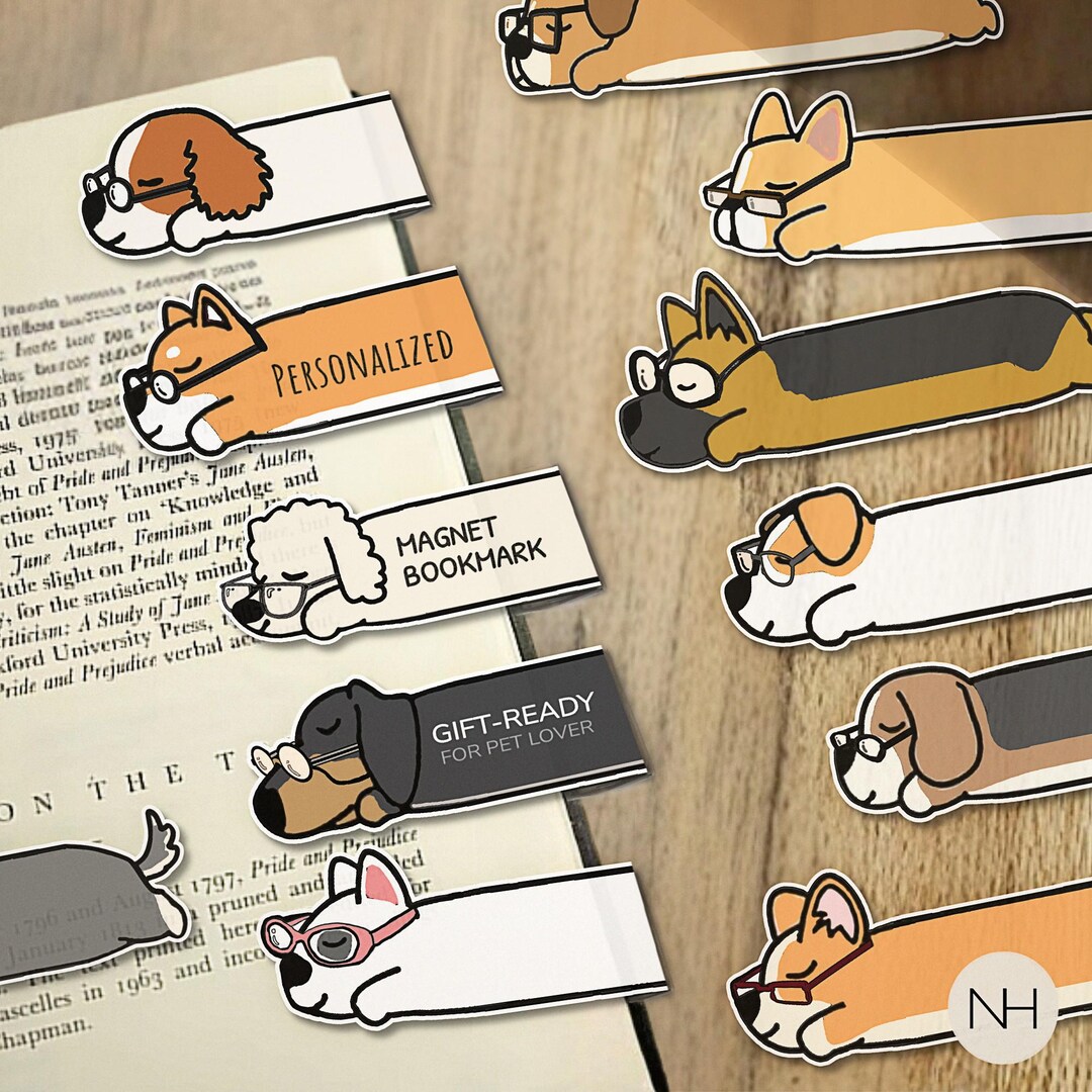 Personalized Dog Magnet Bookmark - Lazy Reading Pals, Funny Gift for ...