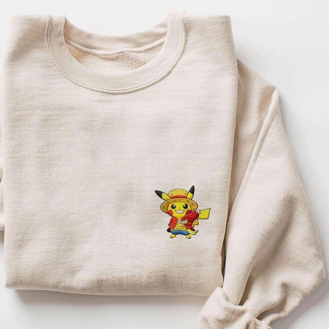 Pikachu Luffy Cosplay Embroidered Sweatshirt Hoodie T Shirt, Anime ...