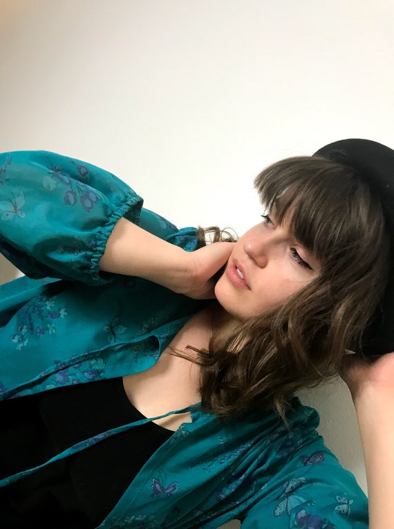 Sheer Teal Blue Shirt Cover - Gem