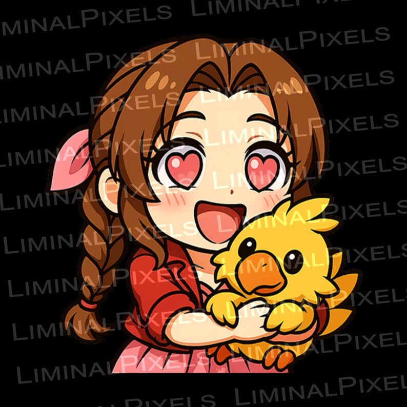 Chibi Aerith Emotes | Final Fantasy VII Emotes Pack | Cute FF7 Twitch ...