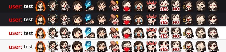 Tifa Lockhart Chibi Emotes Pack | FF7 Twitch and Discord Emotes | Cute ...