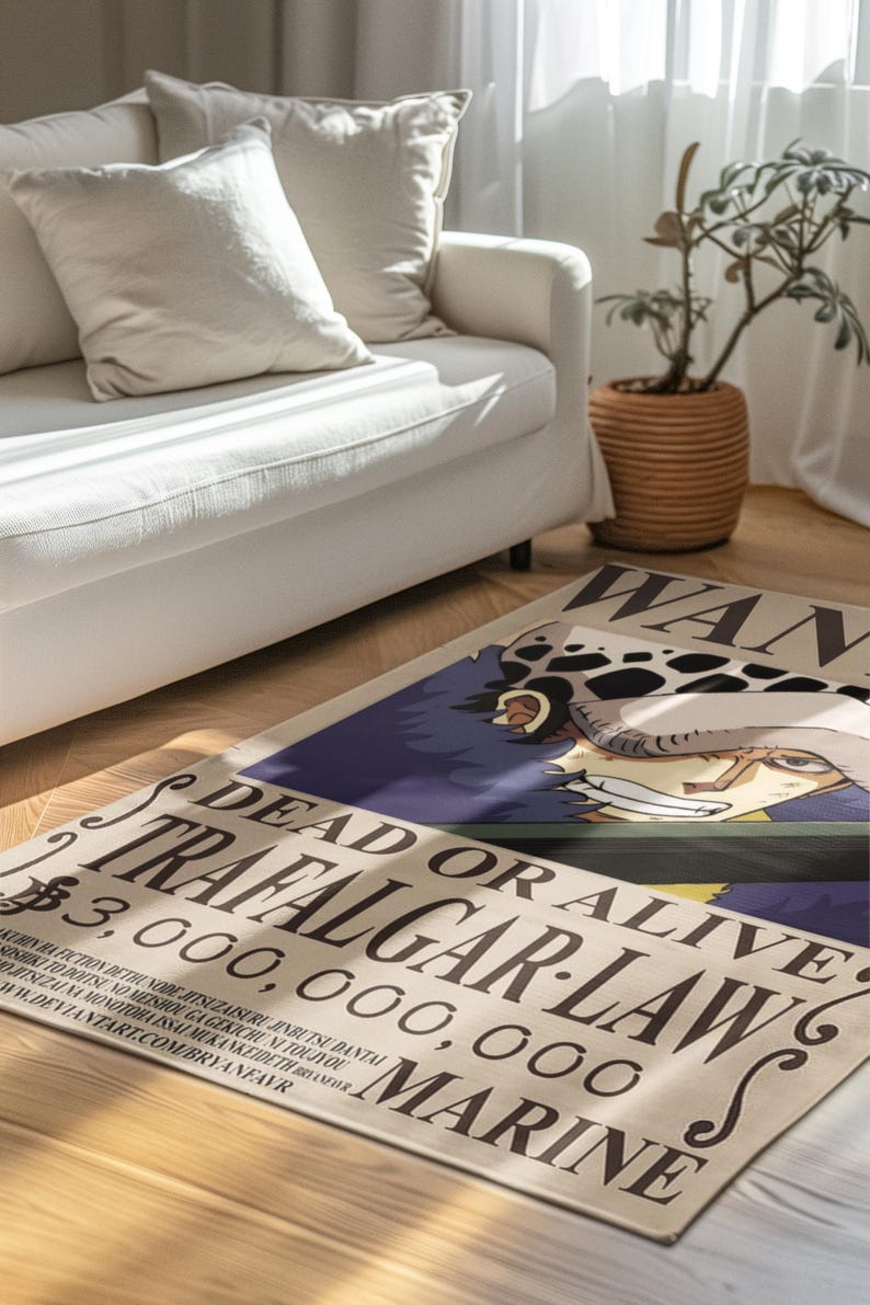 Trafalgar Law Wanted Poster Rug | One Piece Anime Decor | Keval ...