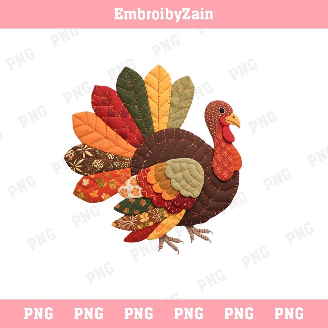 Patchwork Turkey PNG, Preppy Turkey Thanksgiving PNG, Thanksgiving ...