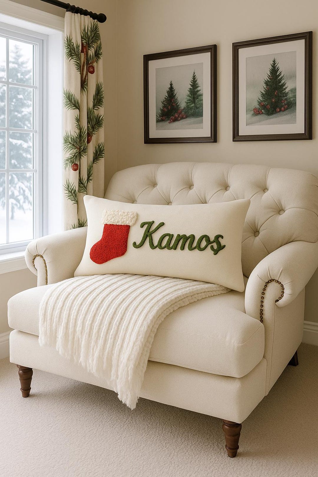 Personalized Punch Needle Christmas Pillow – Custom Name Cushion ...