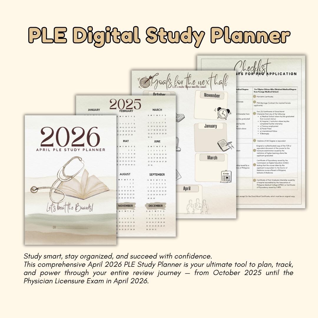 April 2026 PLE Digital Study Planner | Med Student Review (A4 PDF) - Etsy
