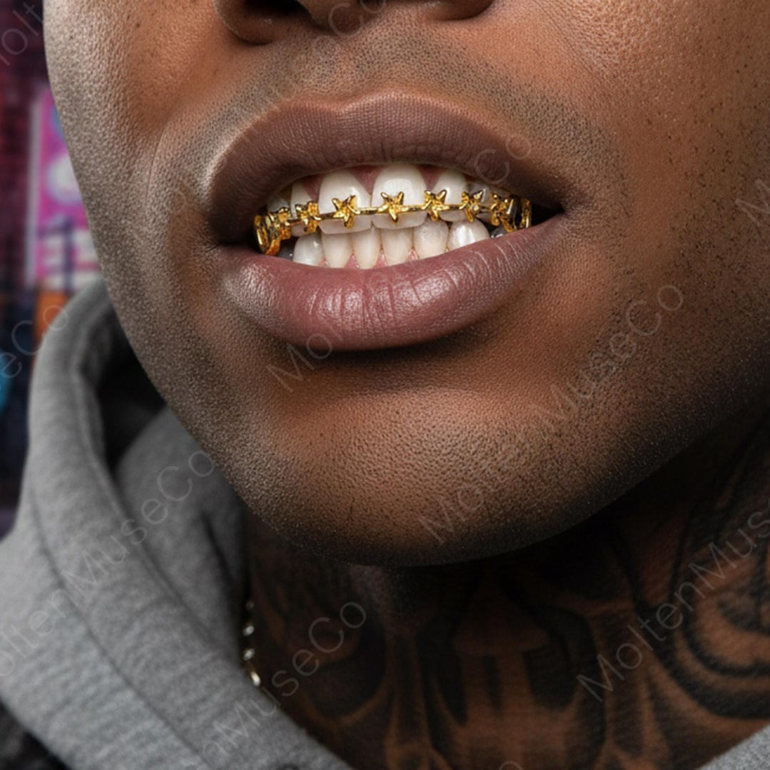 Proud American Star Grillz, Hollow Star Gold Tooth Grill, Hip Hop Bling ...