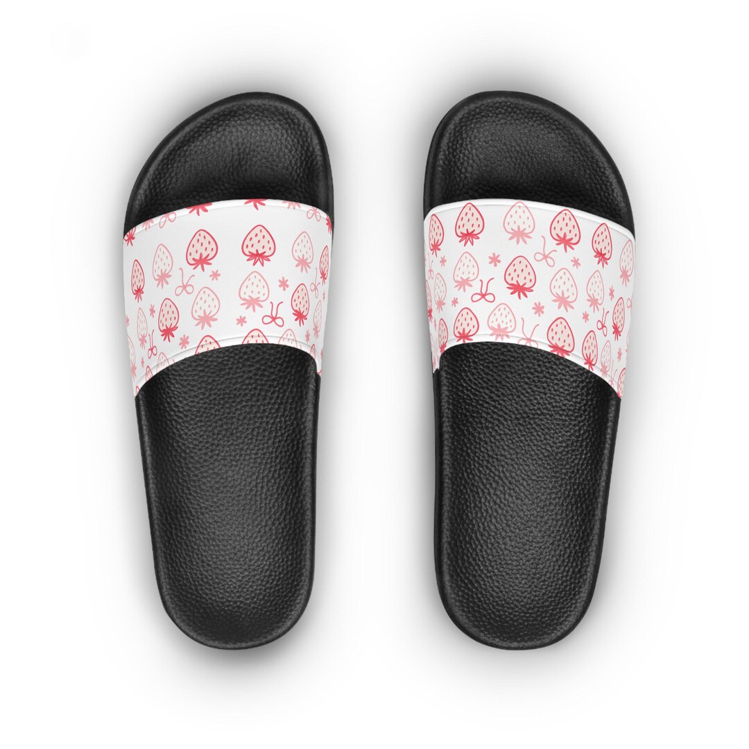 Cute Strawberry Women's Slide Sandals, Summer Footwear, Beach Slippers ...