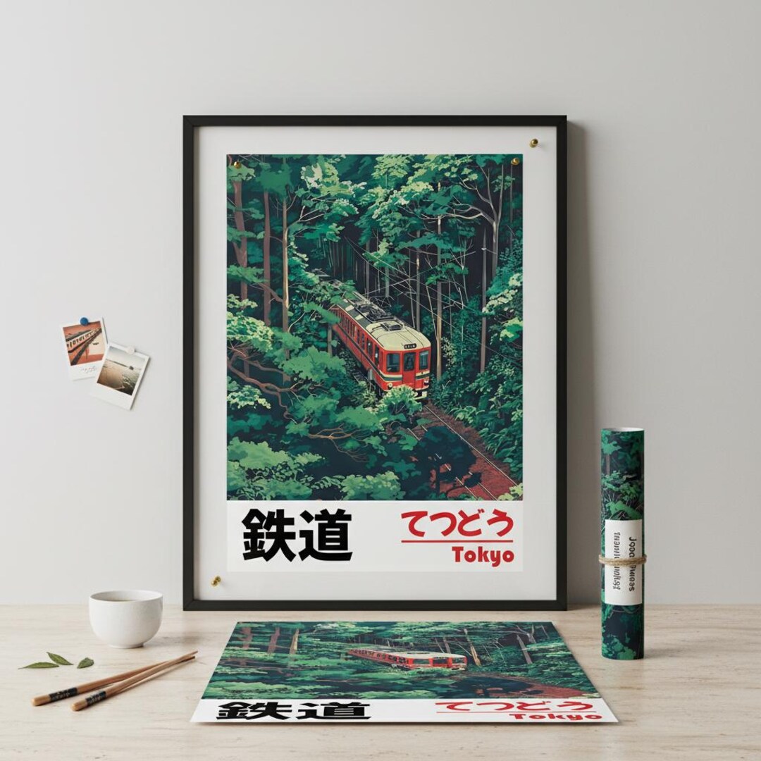 Vintage Japanese Train Travel Poster, Tokyo Railway Art - Etsy