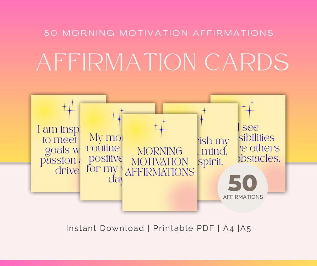 50 Morning Motivation Printable Affirmation Cards | Positive ...