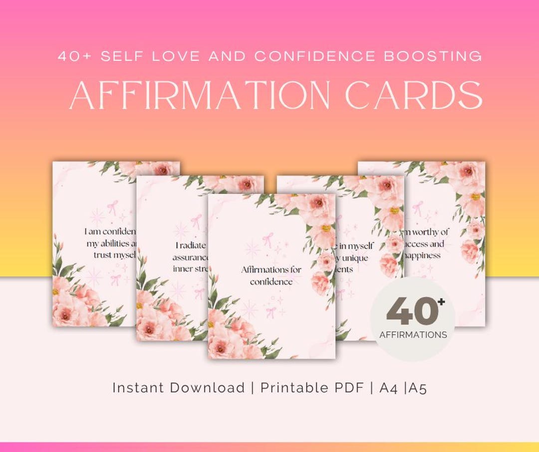 Printable Affirmation Cards: Self-love, Confidence Boosting (digital ...