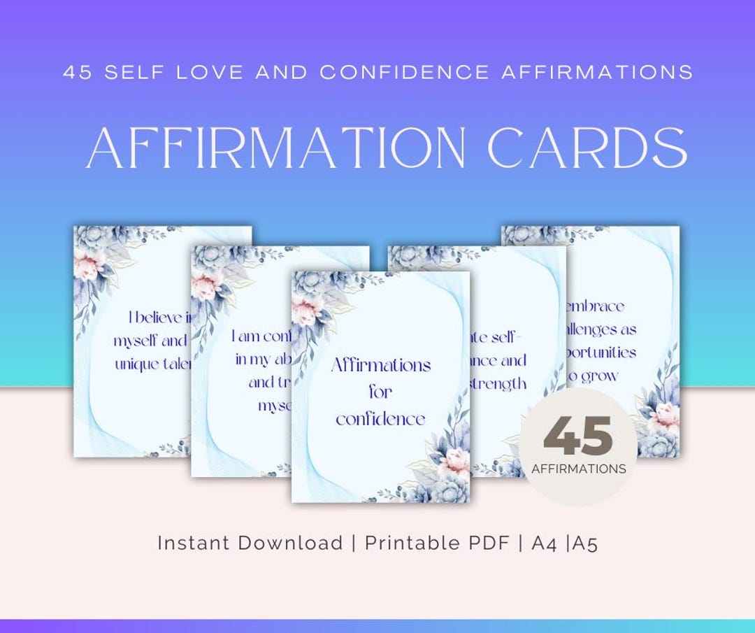 Printable Blue Affirmation Cards: Daily Self-love & Confidence (digital ...