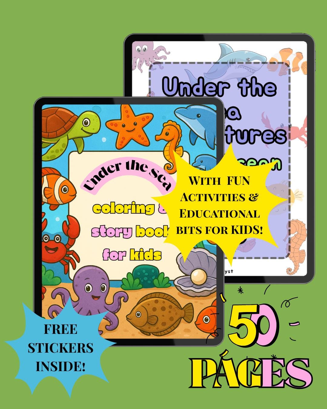 Underwater Sea Adventure Coloring & Story Book: Kids Ocean Activity ...