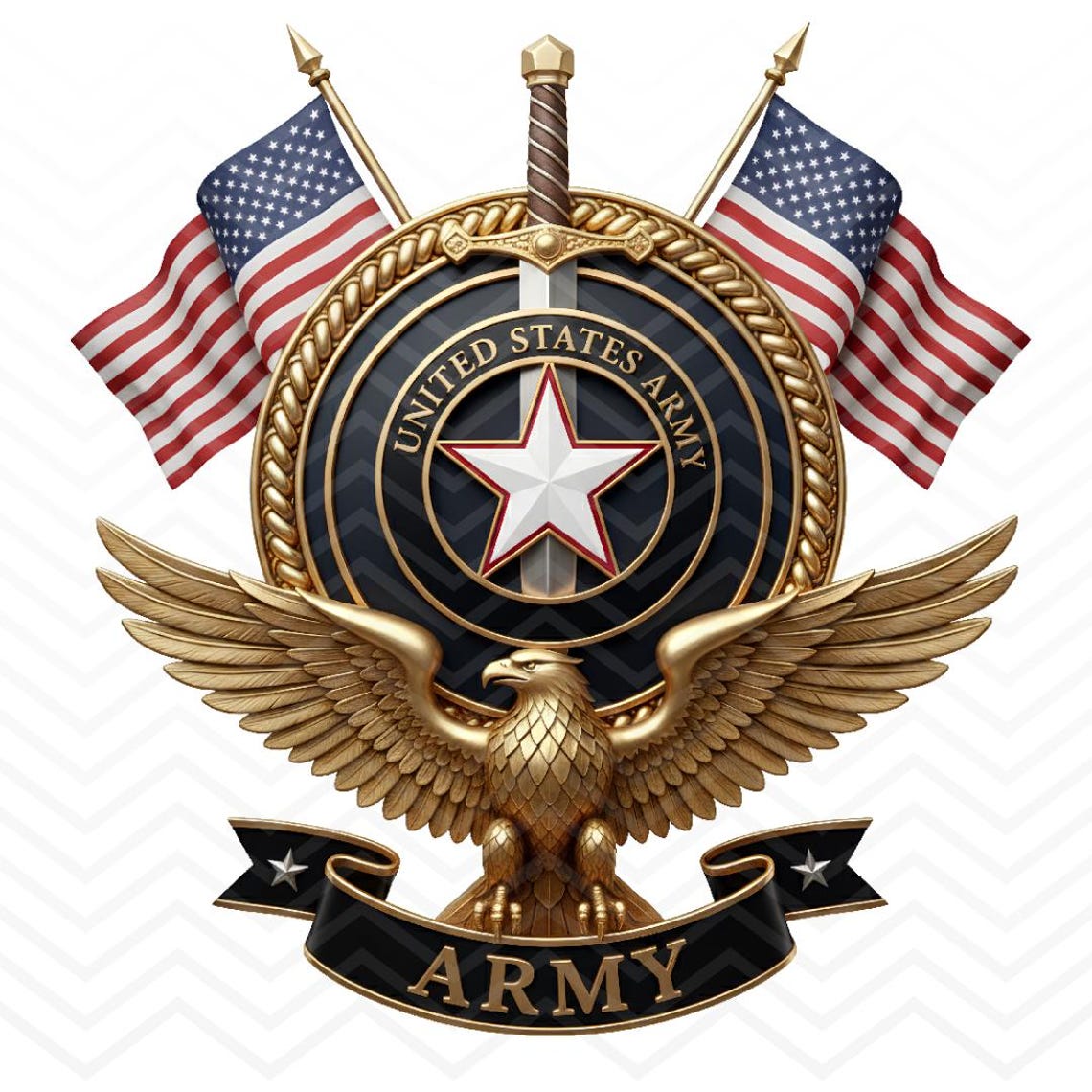 US Army Crest PNG, Golden Eagle and American Flags, Digital Download - Etsy