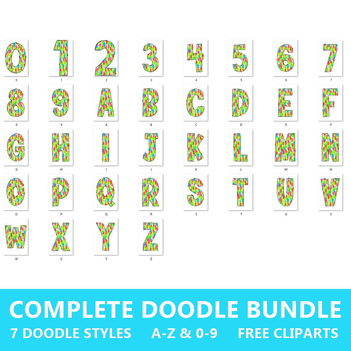 Vibrant Doodle Alphabet Number PNG Bundle Pack | PNG Clipart Font | A-Z ...