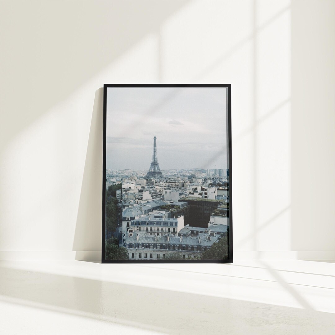 Framed Eiffel Tower Grainy Cinematic Photo Print – Moody Minimalist ...