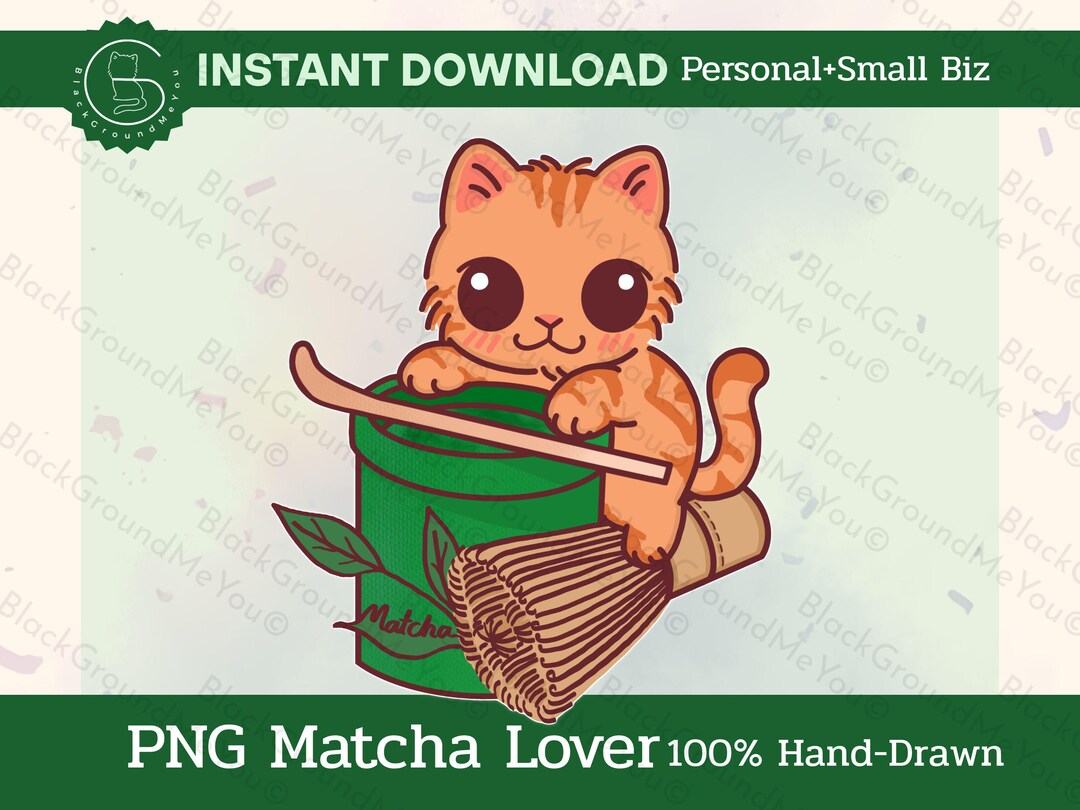Kawaii Matcha Cat PNG Clipart: Orange Tabby Kitten (digital Download ...