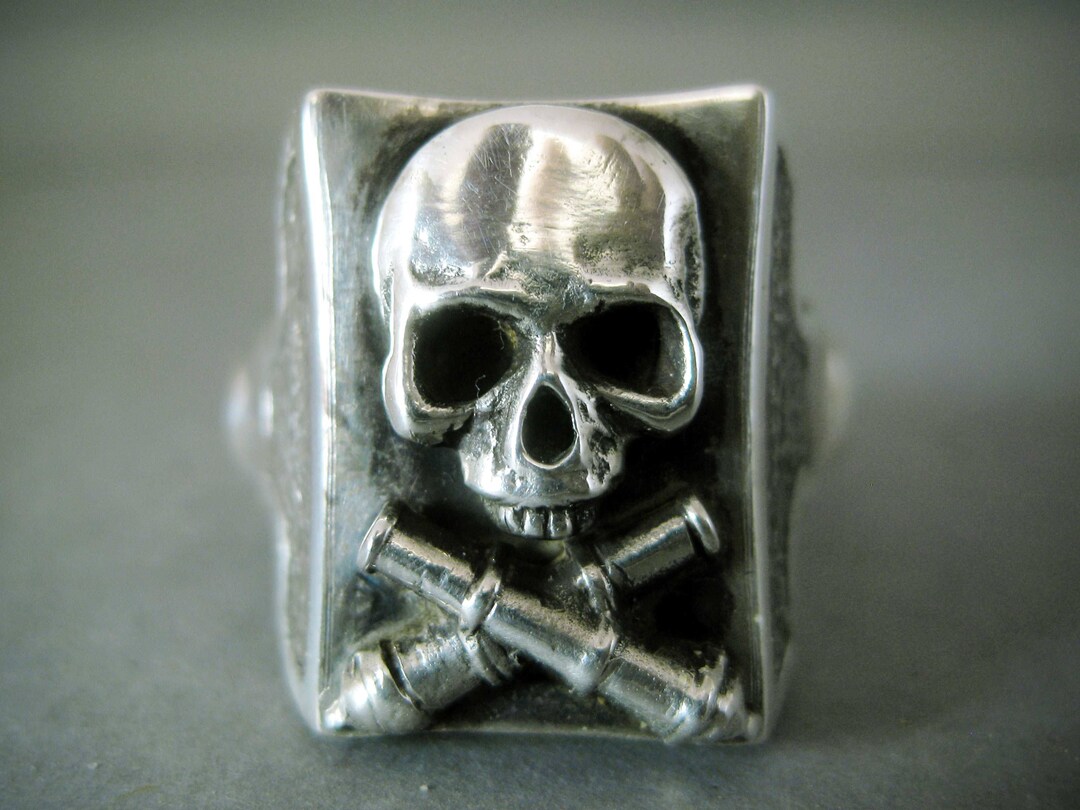 Jolly Roger Ring - Pirate Silver Ring With Skull and Cannons - Etsy UK