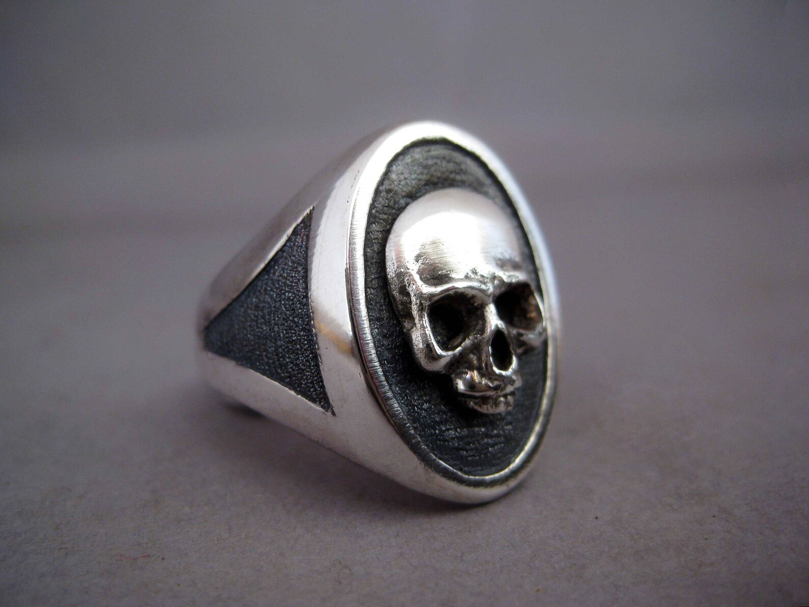 Skull Ring Sterling Silver Signet Ring Pirate Ring | Etsy