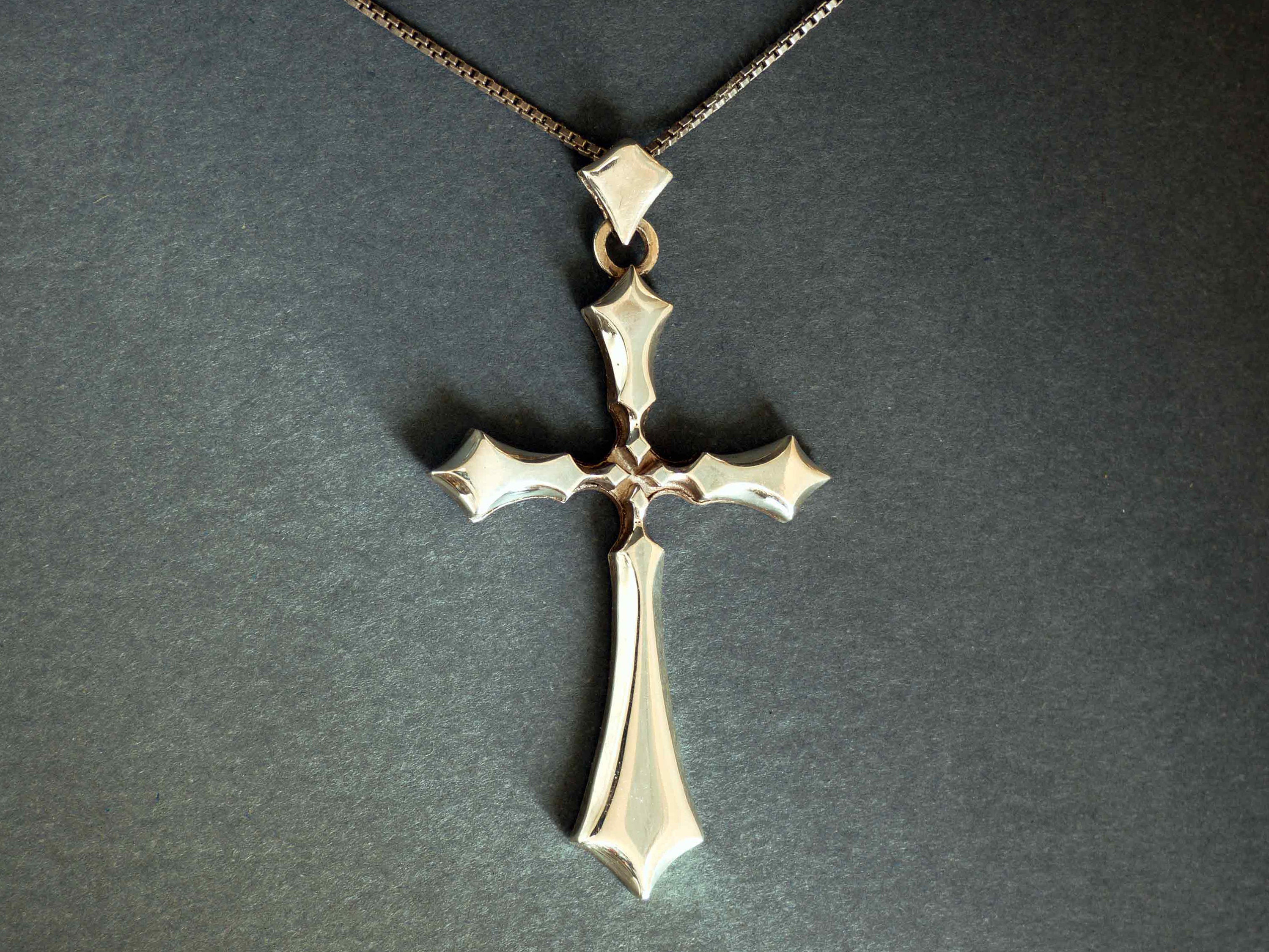 Silver cross Sterling Silver cross Gothic jewelry | Etsy