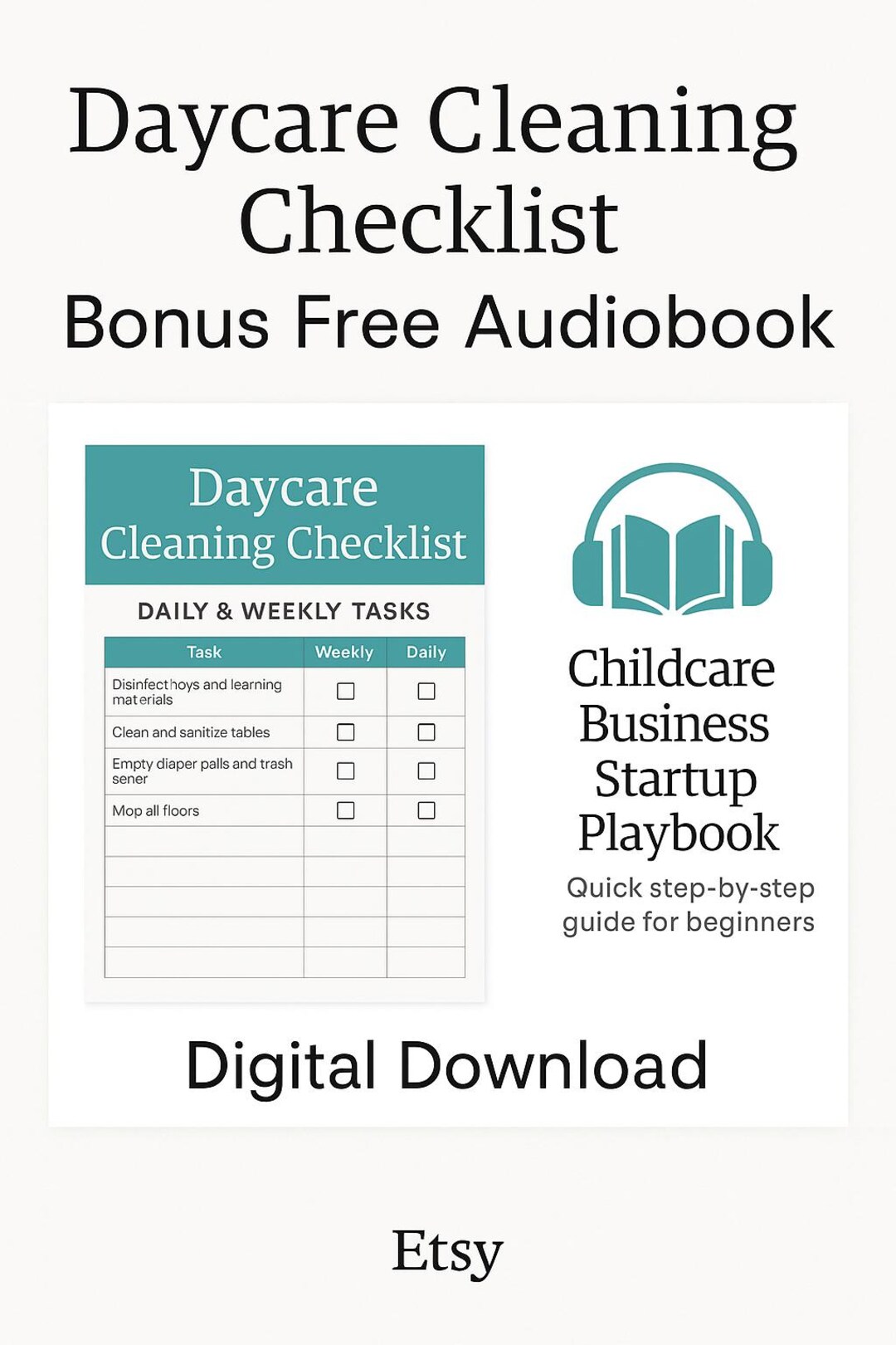 Daycare Cleaning Checklist PDF – Daily & Weekly Childcare Cleaning Log ...