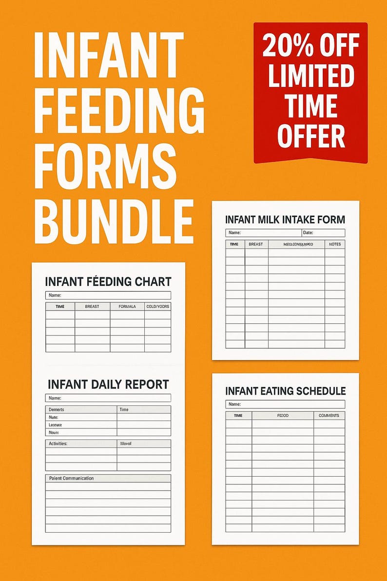 Infant Care Forms Bundle PDF – Printable Baby Daily Report, Diaper ...