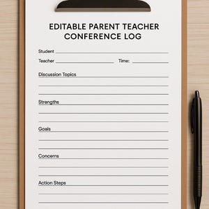 Parent Teacher Conference Log PDF – Printable and Fillable Meeting ...